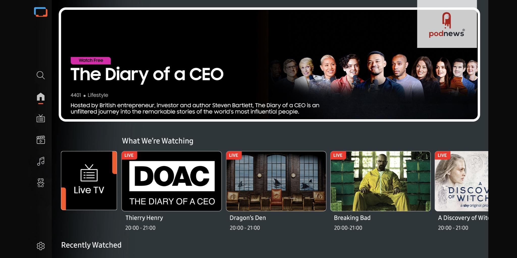 Steven Bartlett’s “The Diary of a CEO” now available on Samsung TV Plus