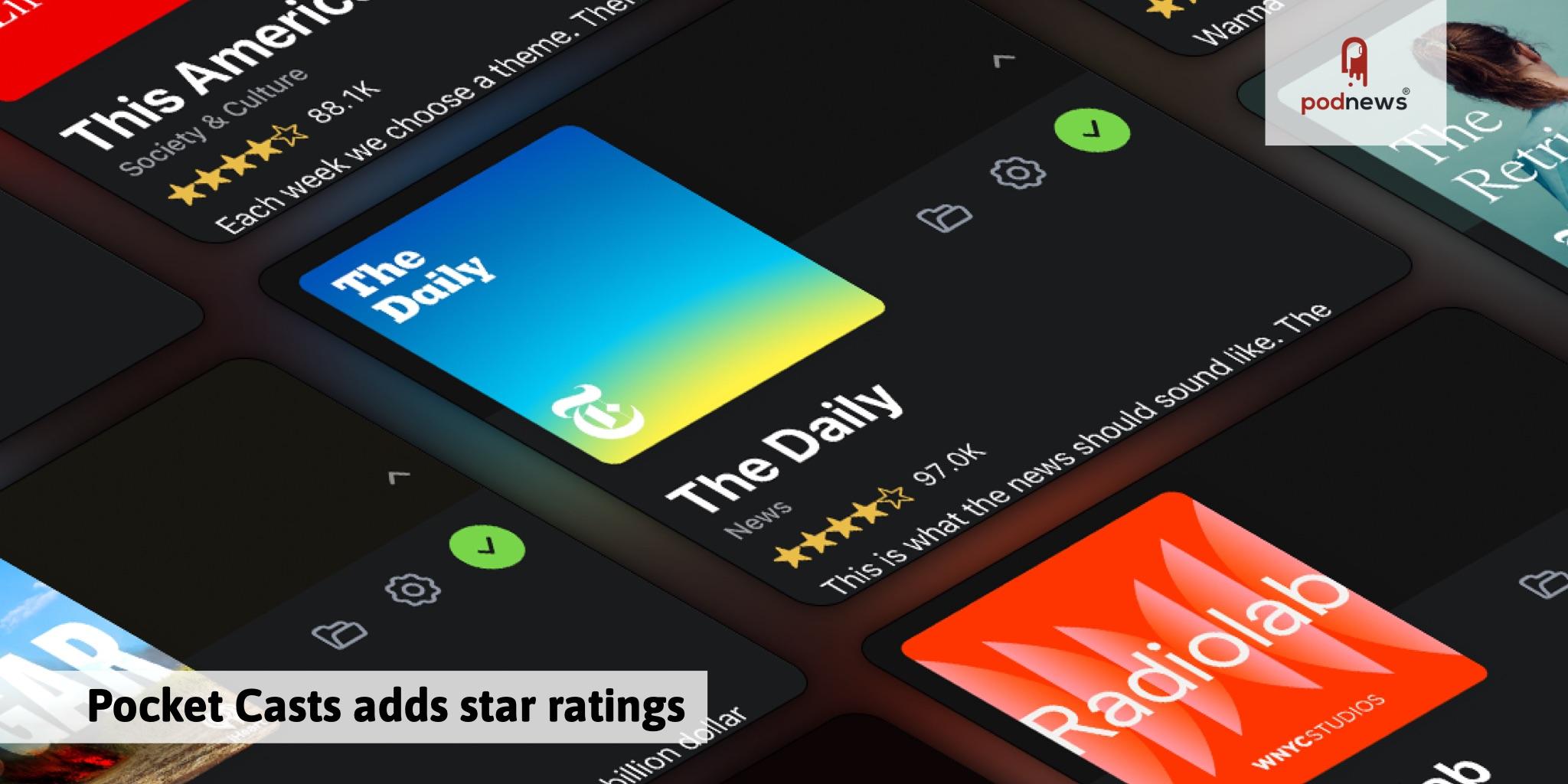 Pocket Casts adds star ratings