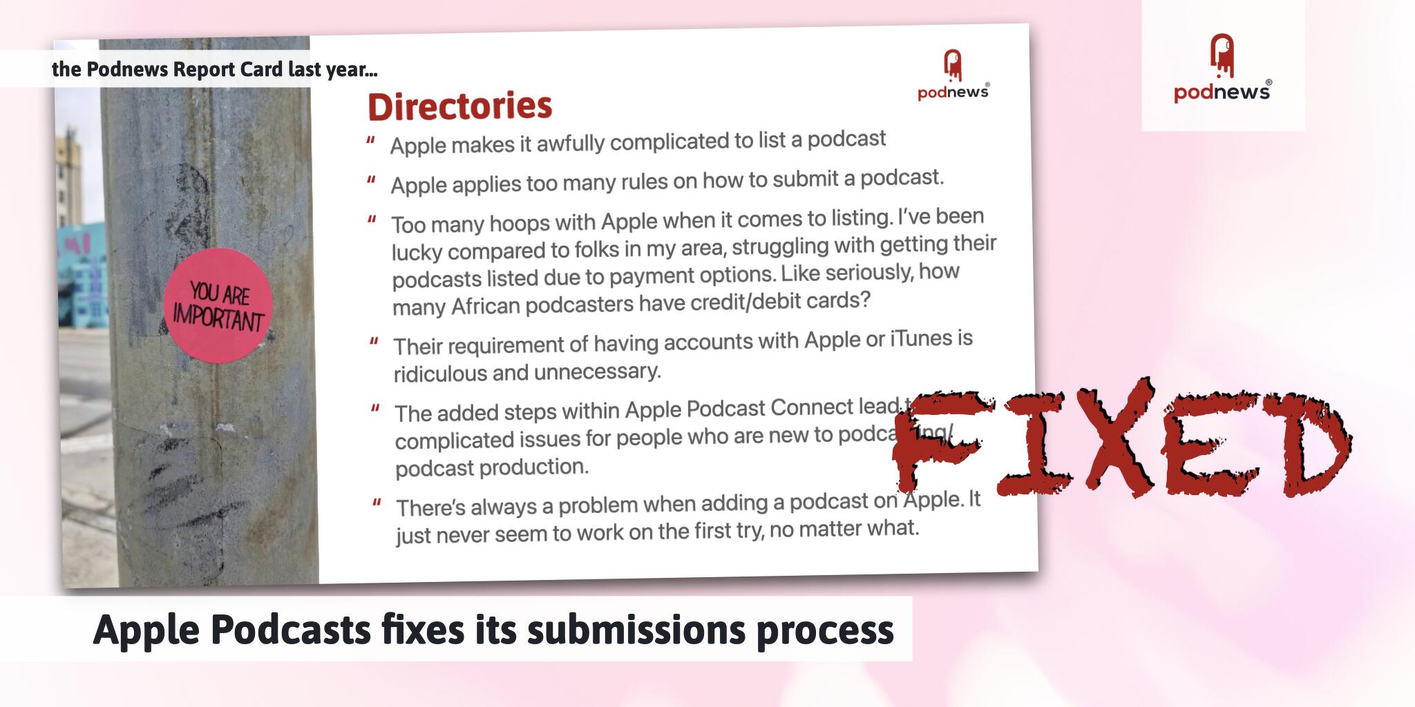 Apple Podcasts fixes its submissions process