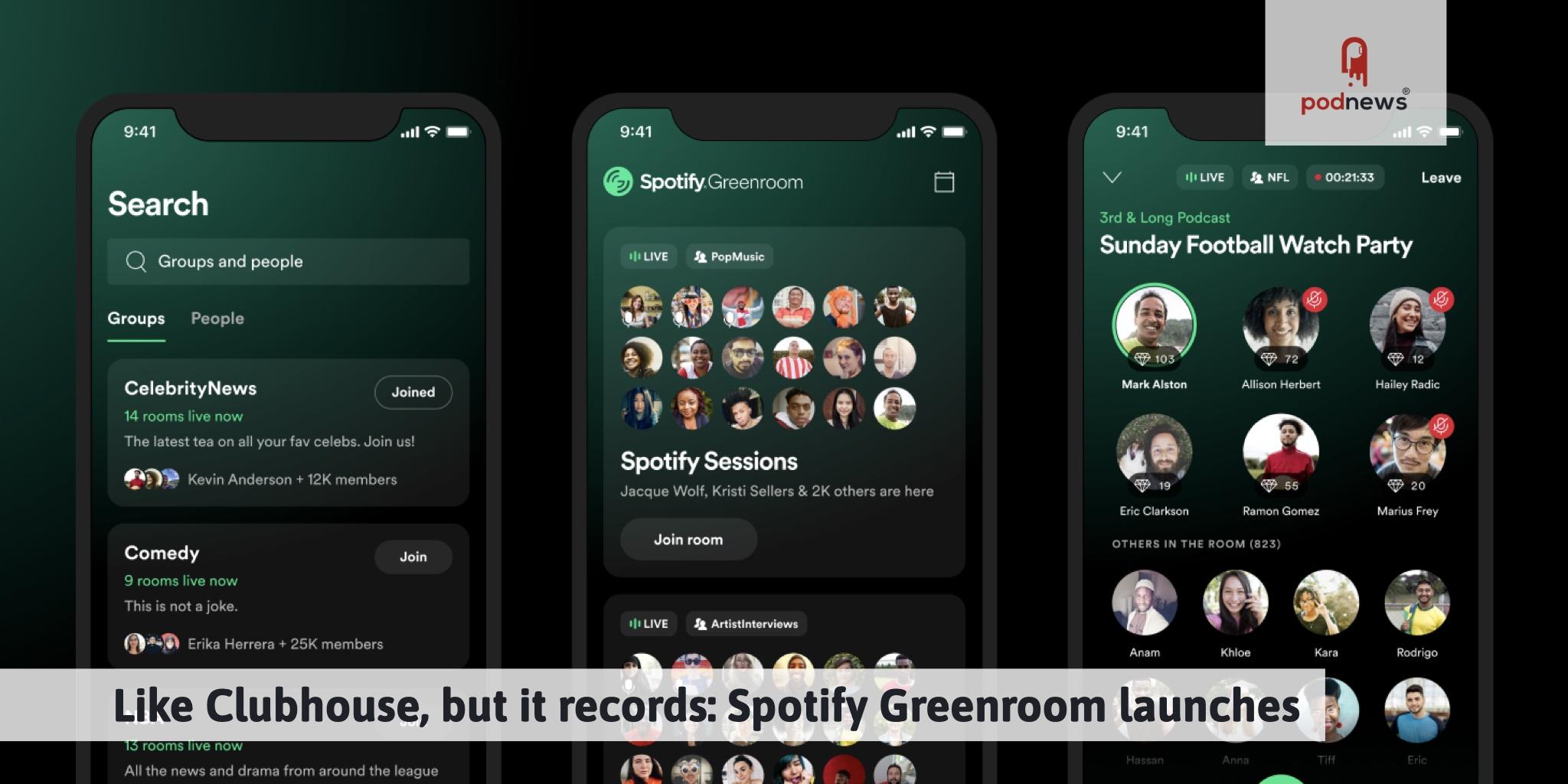Like Clubhouse, but it records: Spotify Greenroom launches