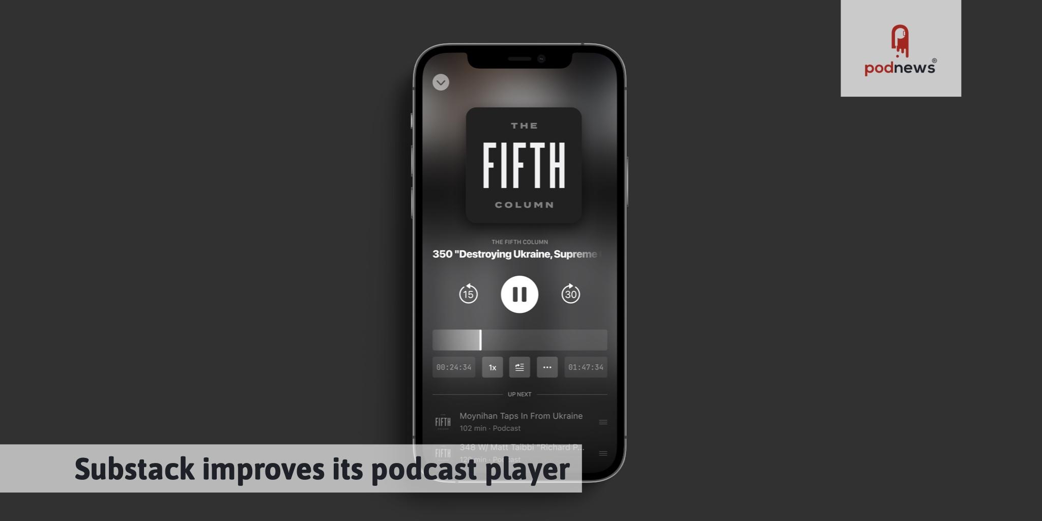 Substack improves its podcast player